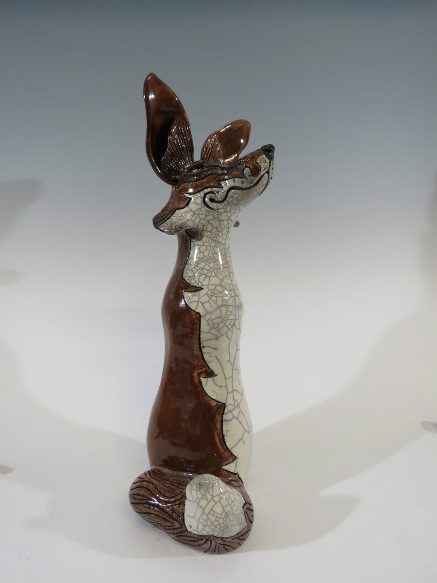 Hand Built Raku fired Animal Sculpture of Fox Cub ,available online on ...